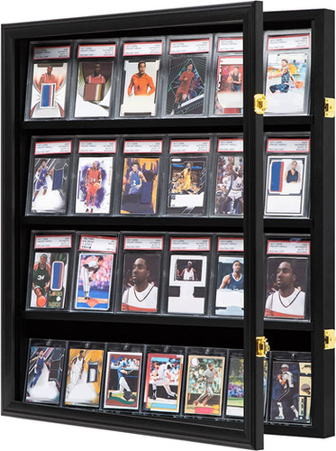 Trading Card Display Case 24 Graded Sport Card Display Case Wall Mount ...