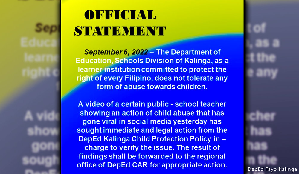 “We do not tolerate any form of abuse towards children” – DepEd Kalinga ...