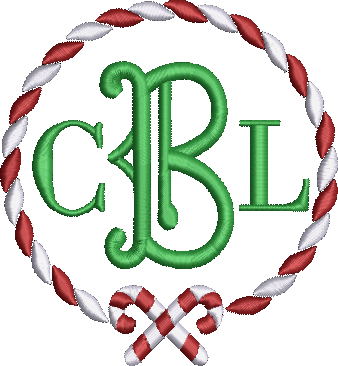 Candy Cane Monogram Frame | CreativelyEmbroidery