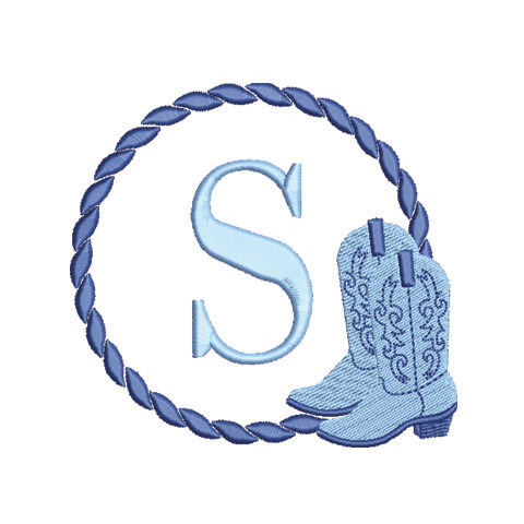 Blue Lasso Monogram Frame Embroidery Design | CreativelyEmbroidery