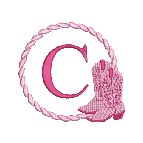 Pink Lasso Monogram Frame Embroidery Design | CreativelyEmbroidery