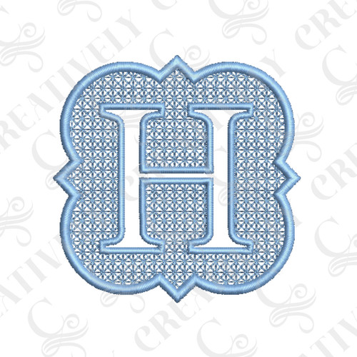 Embossed Letter "H" Single Initial Monogram Embroidery Design ...