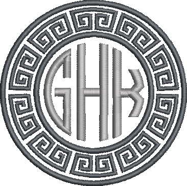 Greek Key Monogram Frame with Running Stitch | CreativelyEmbroidery