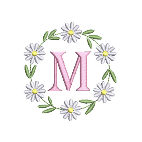 Daisy Monogram Frame | CreativelyEmbroidery
