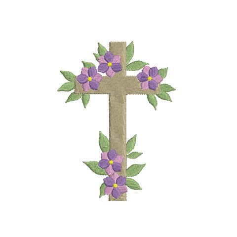 Flower Cross Embroidery Design | CreativelyEmbroidery