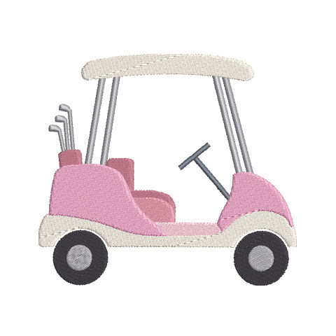 Pink Golf Cart Embroidery Design | CreativelyEmbroidery