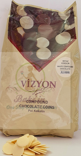 Vizyon - White Compound Chocolate Coins 2.5kg | Bakeinoman