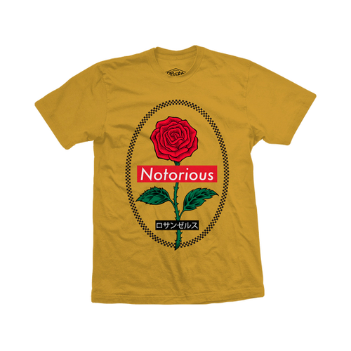 Mustard "Notorious Rose Kanji" T-Shirt | Eighty Eight Brand