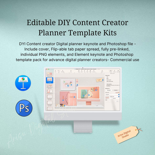 Editable Content Creator Digital planner template bundle kits (Keynote ...