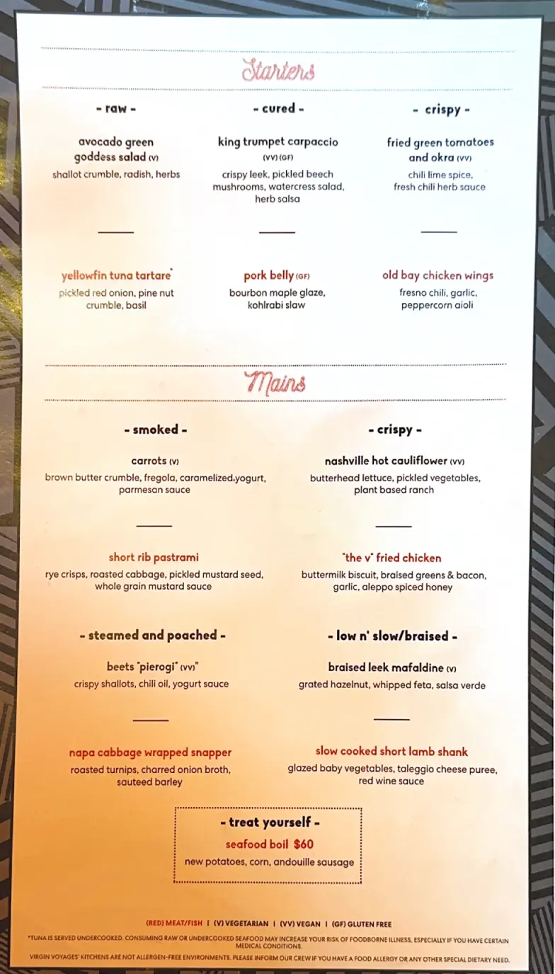 Razzle Dazzle: A Vibrant Dining Experience on Virgin Voyages