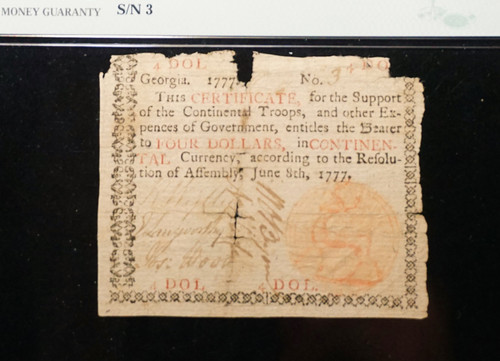June 8, 1777 $4 Georgia Colonial Currency PMG Fine 12 GA-106b | LRCC