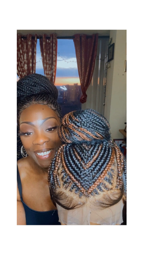 # 141 Updo kris cross braided wig in color black it comes with a human ...