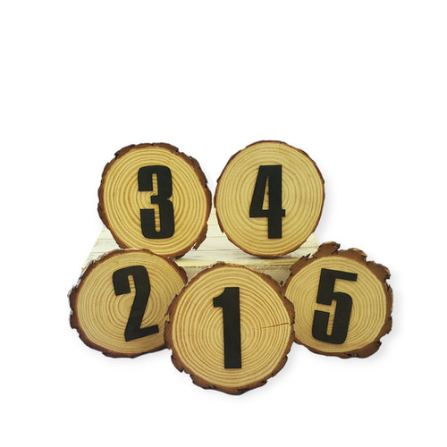 Rustic Tree Slice Table Numbers | Black Tie Event Rent