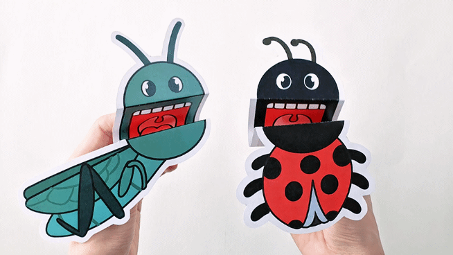 Printable Bug Finger Puppets - DRAWINART | Fun Insect Craft Printable ...