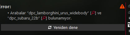 yüklediğim arabaları kabul etmiyor | DPC GROUP - AC