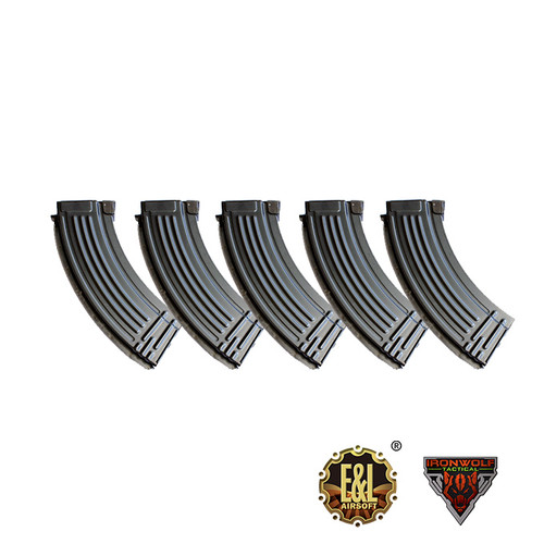 [E&L] 5X AK47 AKM METAL MID-CAP 120RDS AEG MAGAZINE BOX SET | Ironwolf ...