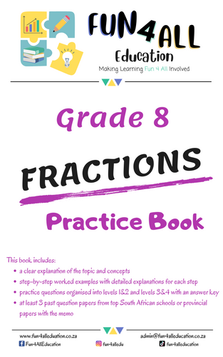 Grade 8 Fractions Practice Book | Fun 4 All Education