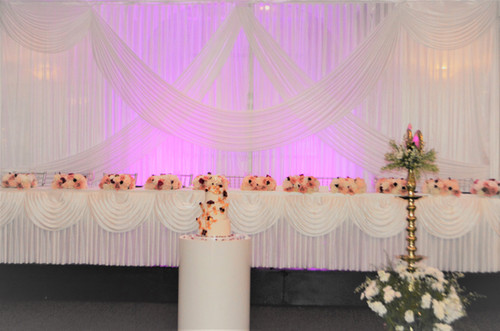 Double Swag Overlay Backdrop Drapes | Amethyst Wedding