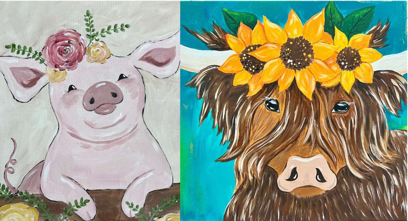 Paint & Brunch: Highland Cow or Pretty Pig | Paint Party