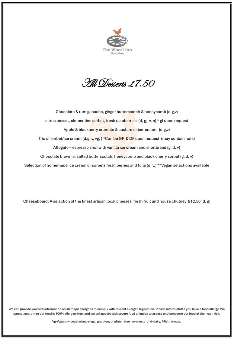 Restaurant | The Wheel Inn Branston | Vale of Belvoir | Nottinghamshire