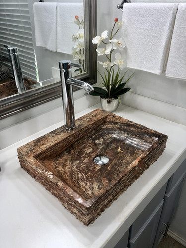 Travertine Sink Rustic Rectangular Natural Stone | The Beautiful Sink