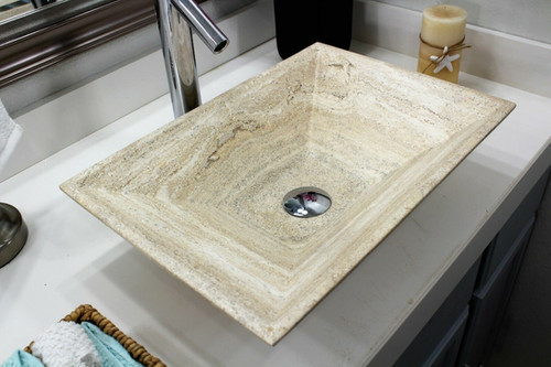 Travertine Marble Sink Rectangular Natural stone | The Beautiful Sink