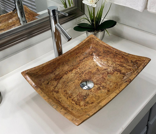 Travertine Sink Rectangle Natural Stone | The Beautiful Sink