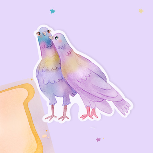 Pigeon Couple Vinyl Sticker | aPenas Illustrator