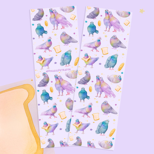 Pigeons and Bread Bookmark | aPenas Illustrator