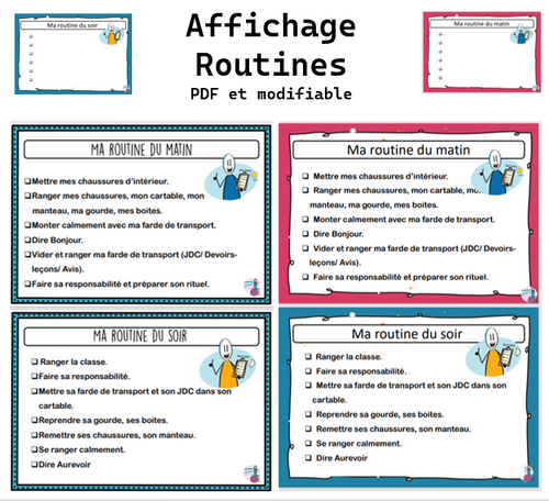 Affiches routines du matin et du soir | Sandrine Coûteaux