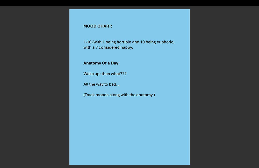 Mood Chart & Anatomy Of a Day - tools for therapy, tools for introspection.