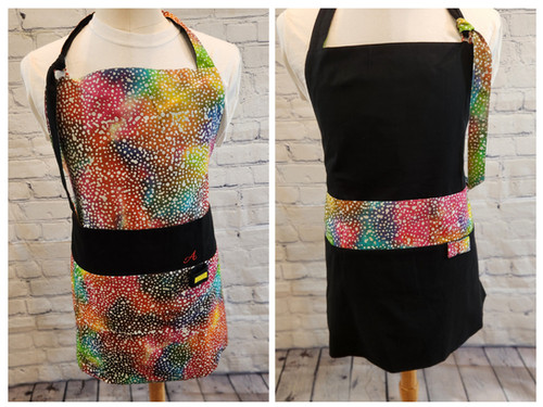 Disco Color with Black Reversible Side Half-Short Bib Apron | A's Aprons