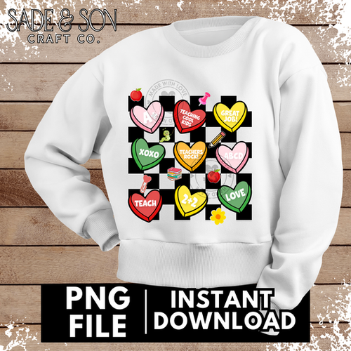 Retro Teacher Valentines PNG | Sade & Son Craft Co.