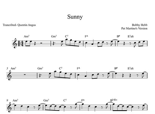 Sunny- LEAD SHEET (PdF) | quentinangusmusic