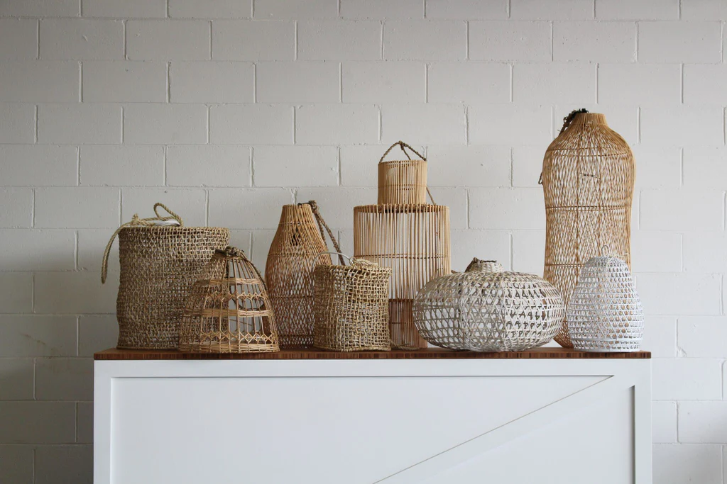 Whitewash Bamboo Pendant Light | The White Place