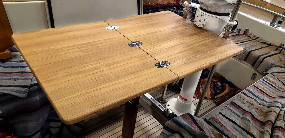Adams Boat Care’s new folding cockpit table for a HR 352