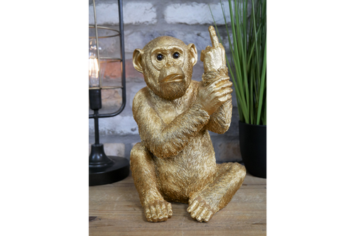 Large Golden Cheeky Middle Finger Monkey Ornament | Up yours Monkey ...