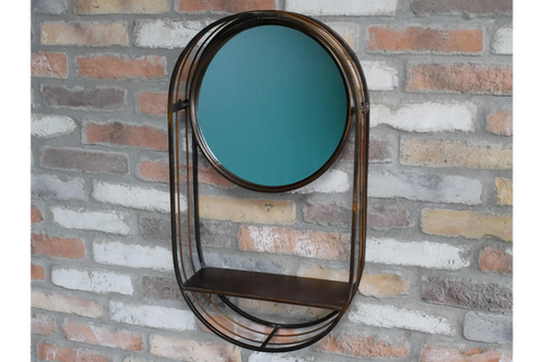 The Laurel Industrial Style Wall Unit with Mirror | DaisyandGordisHome