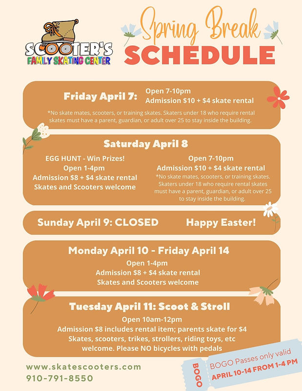 SKATING SCHEDULE | scooters