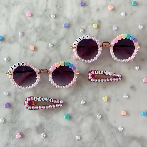 Personalized round sunglass + matching clip set | Strand.Up