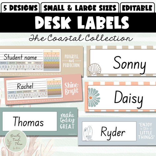 The Coastal Collection: Desk Labels | Breathe, Teach, Thrive