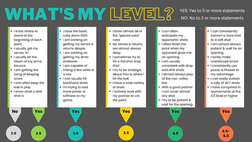Skill Level Chart | SnoValley Pickleball