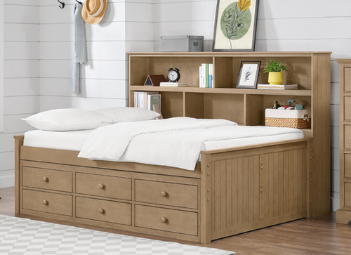 Full Sideways Bookcase Bed Weathered Sand | rooms4kids