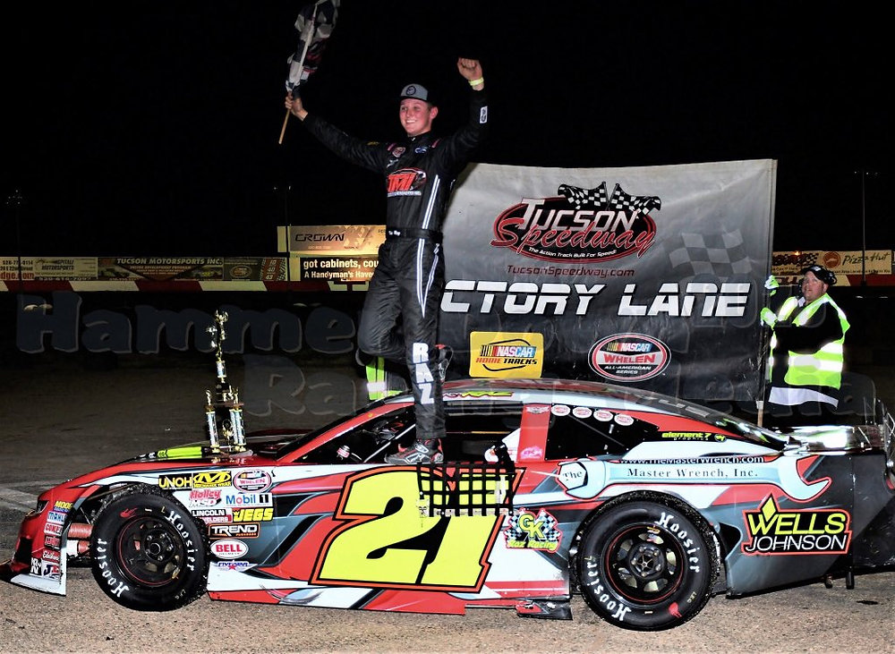 Kole Raz wins the Super Late Model Feature at Tuscon Speedway on night ...