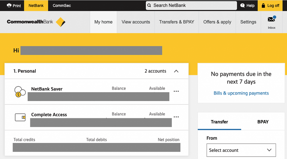 Download Bank Transactions in CSV file from Commonwealth Bank