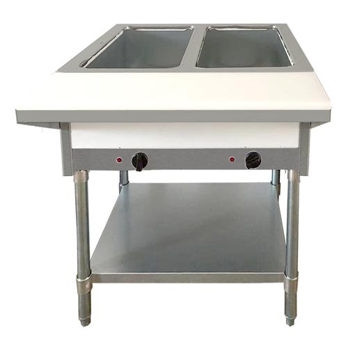 2 Pan Open Well Propane Steam Table with Cutting Board and Undershelf ...