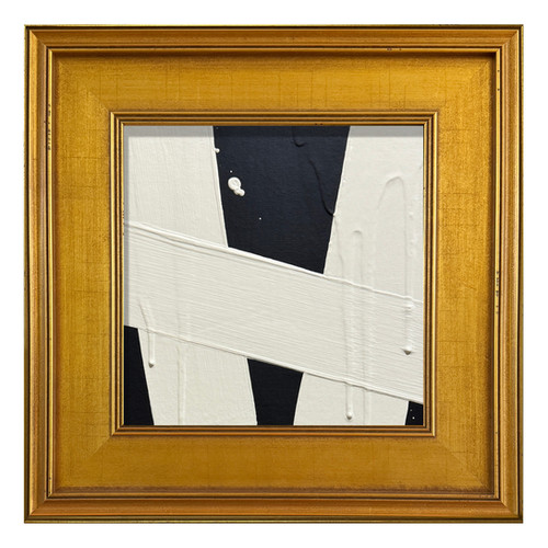 Ron Giusti Mini Petite Abstract Black Cream Acrylic Painting | rongiusti