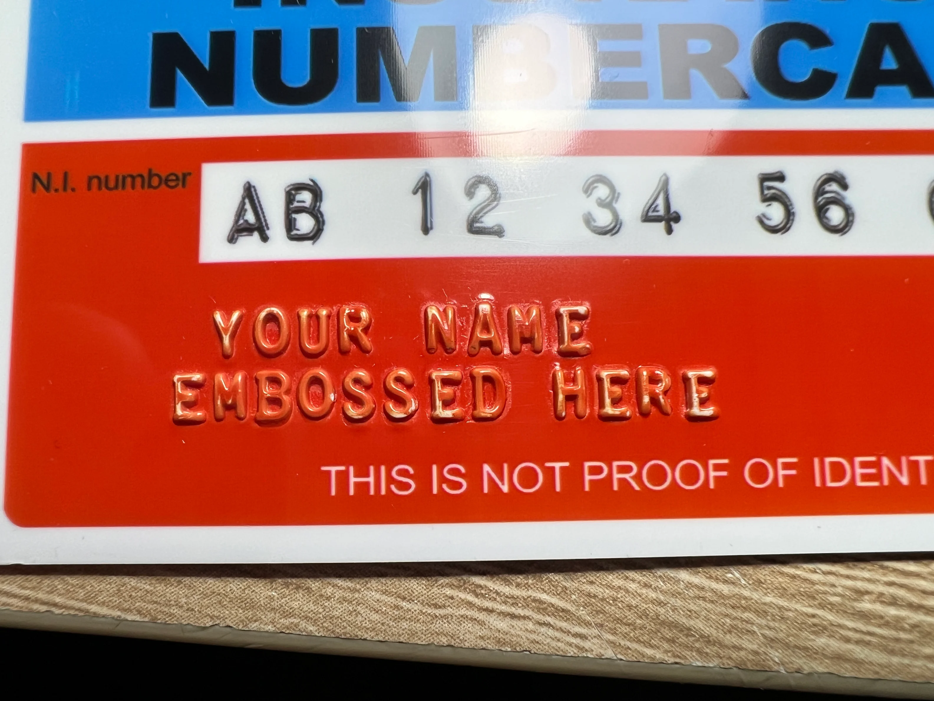 National Insurance Number Card Replacement. Printed, Lasered or ...
