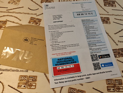 National Insurance Number Card with cover letter for 16 year olds ...