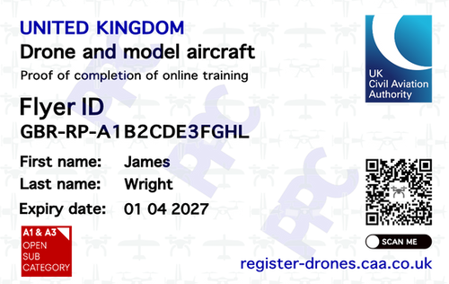 Drone Licence template | Personalised Plastic Cards